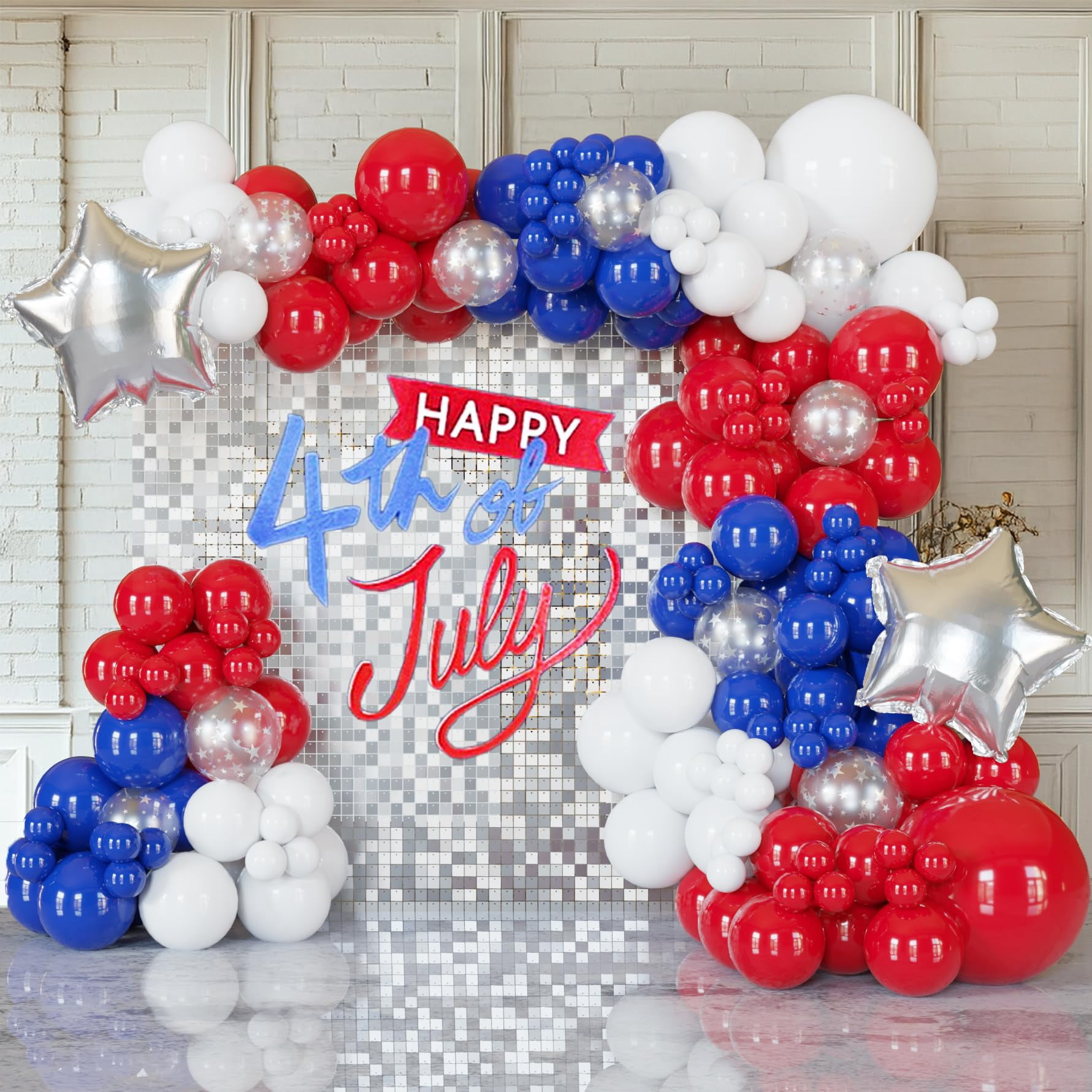 PartyXpress 137PCS RedTRDN Blue White Balloon Arch Garland Kit with ...