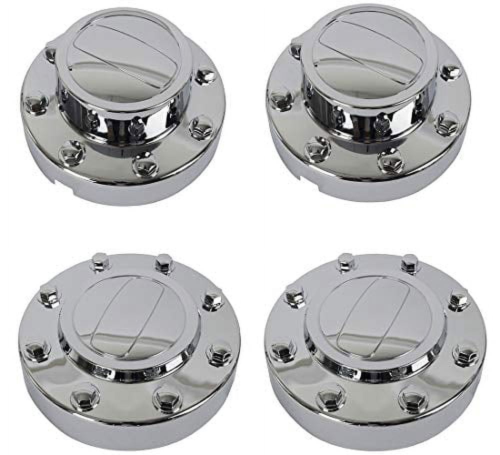 Partzer 2 Front and 2 Rear Chrome ABS Wheel Center Hub Cap DRW ...