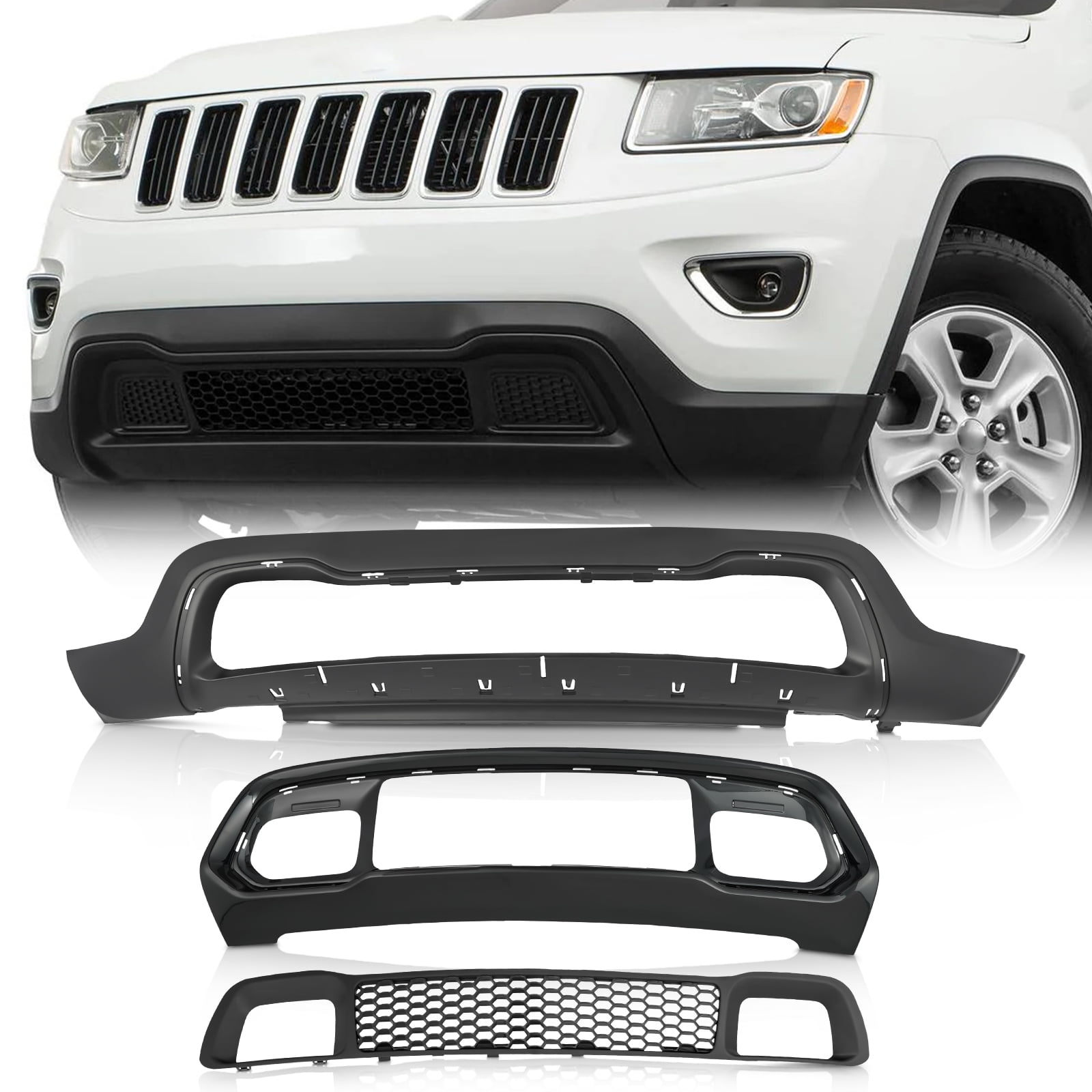 Partzer Front Bumper Cover Kit Black Textured Fits for 2014 2015 2016 ...