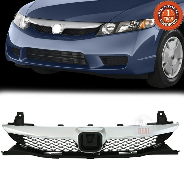 Partzer Front Bumper Grille Grill Gloss Compatible With 2009-2011 Honda ...