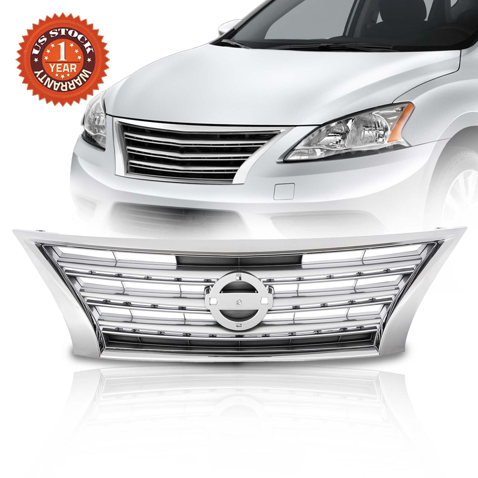 Partzer Front Bumper Insert Chrome Grille Trim Grille Assembly for 2013 ...