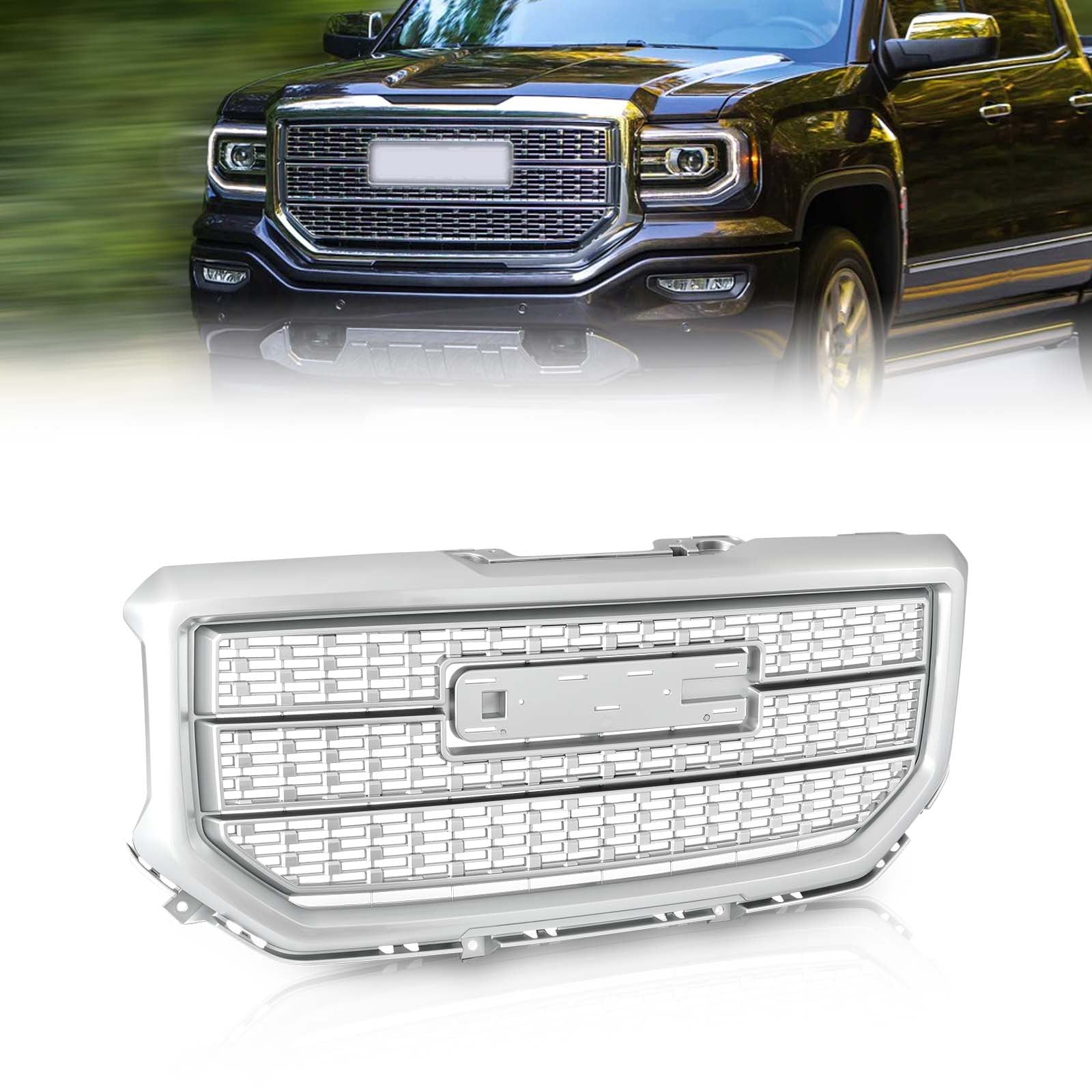 Partzer Front Bumper Upper Grille Chrome Denali Style Grill Fits for ...