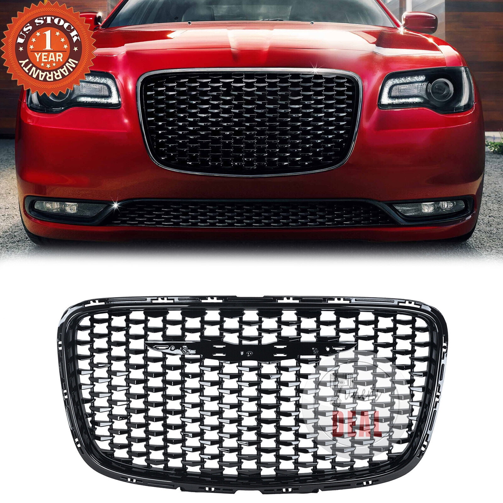 Partzer Front Bumper Upper Grille Grill Assembly Black Compatible With ...