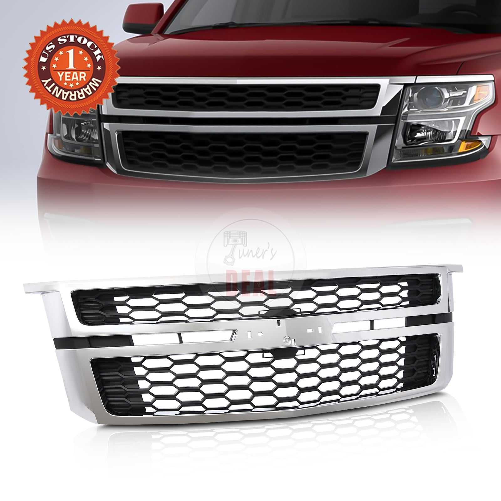 Partzer Front Upper Bumper Grille Chrome Black Fits for 2015-2020 ...