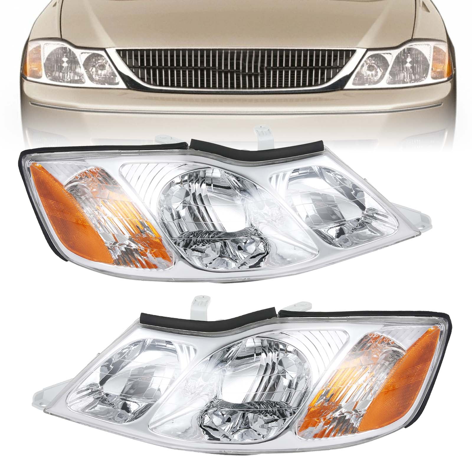 Partzer Headlight Assembly Pair Fits for 2000-2004 Toyota Avalon ...