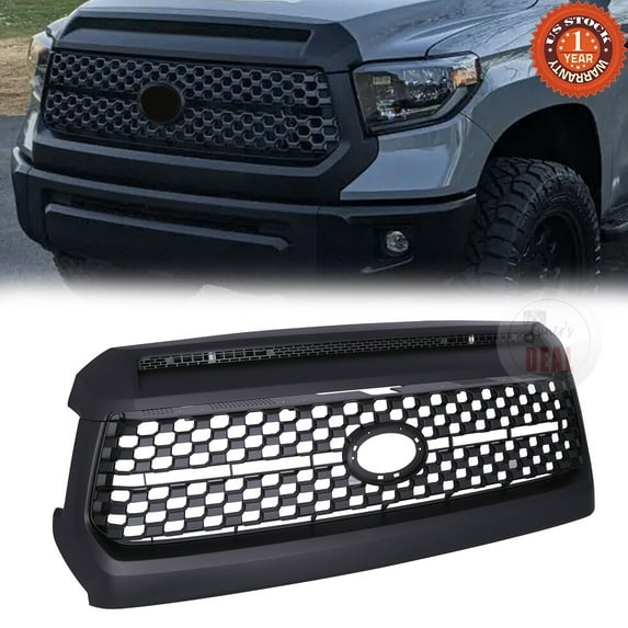 Partzer Hood Bulge Molding Grille Trim + Front Bumper Grille 2PCS Fits ...