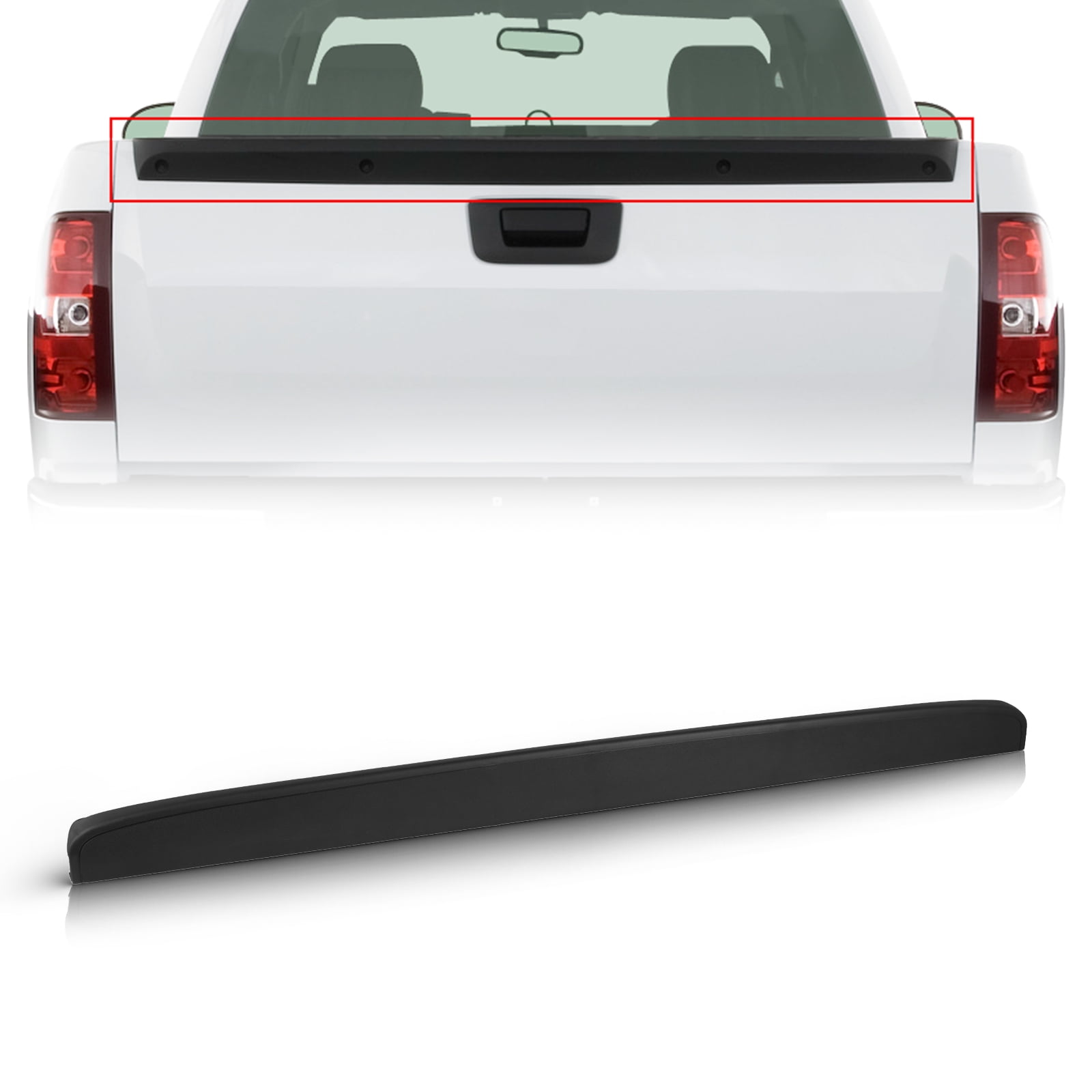 Partzer Tailgate Spoiler Protector Trim, Rear Cap Molding, Black ...