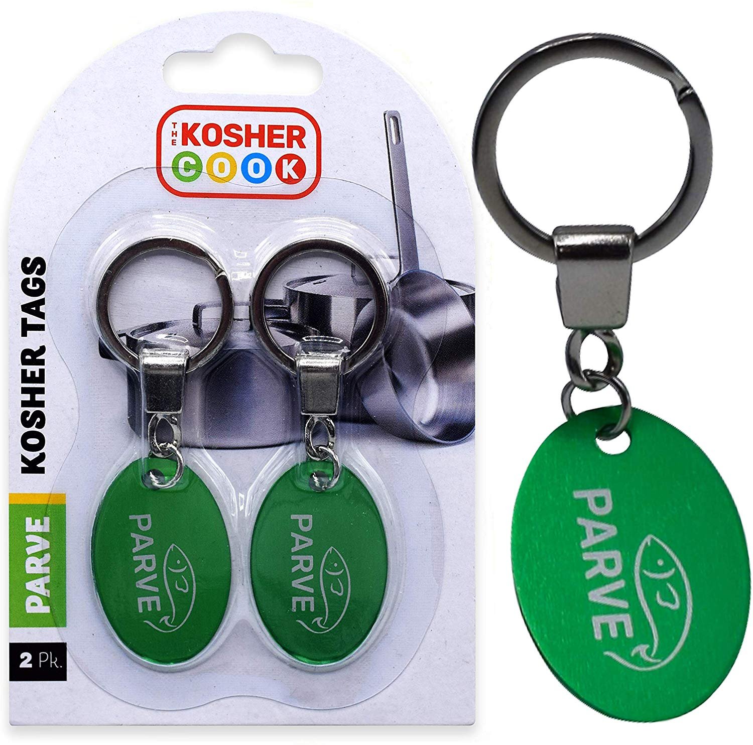Parve Green Keyrings - Pack of 2 Key Chain Ring to Kosher Tag and Label ...