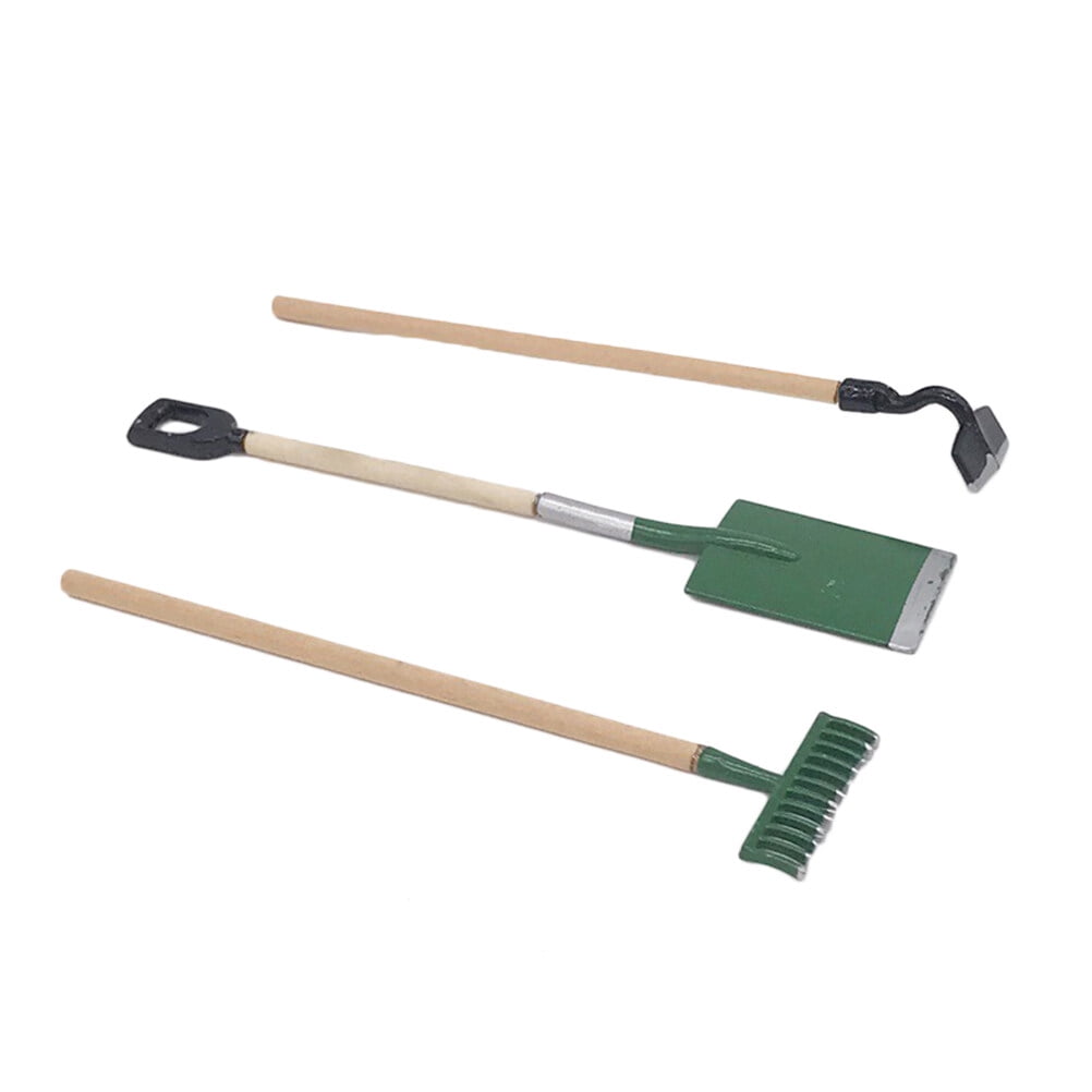 Parvistic 3Pcs Mini Gardener Tools Spade Rake Hoe Model Gardening Set ...