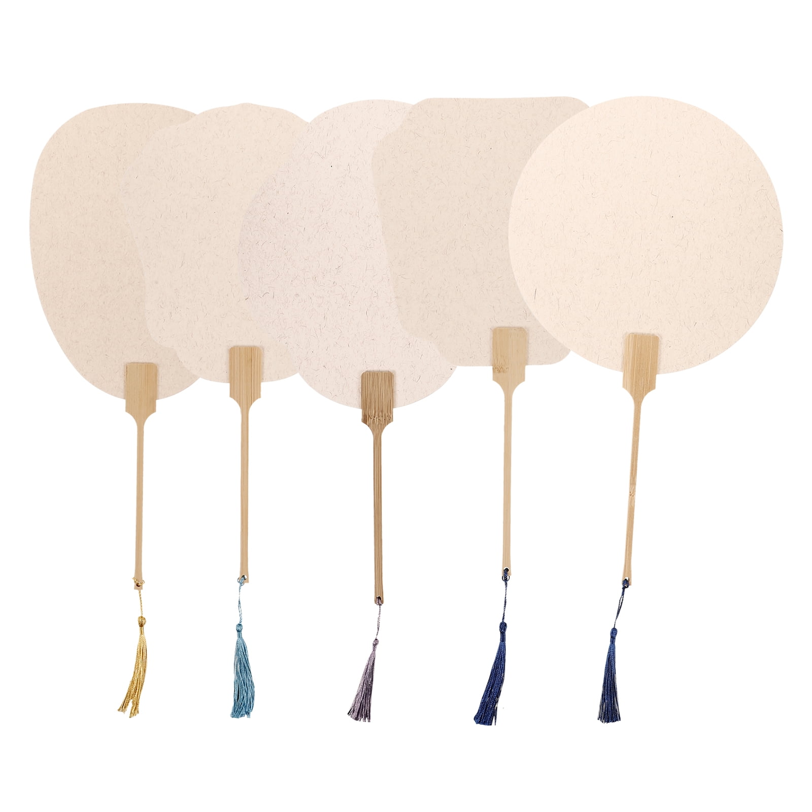 Parvistic 5pcs DIY Unfinished Paper Fans Blank Decorative Fans Painting ...