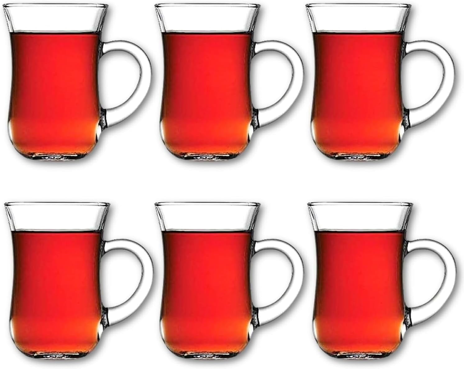 Pasabahce 55411 Keyif Turkish Tea Glasses with Handle, 145 ml, Glass ...