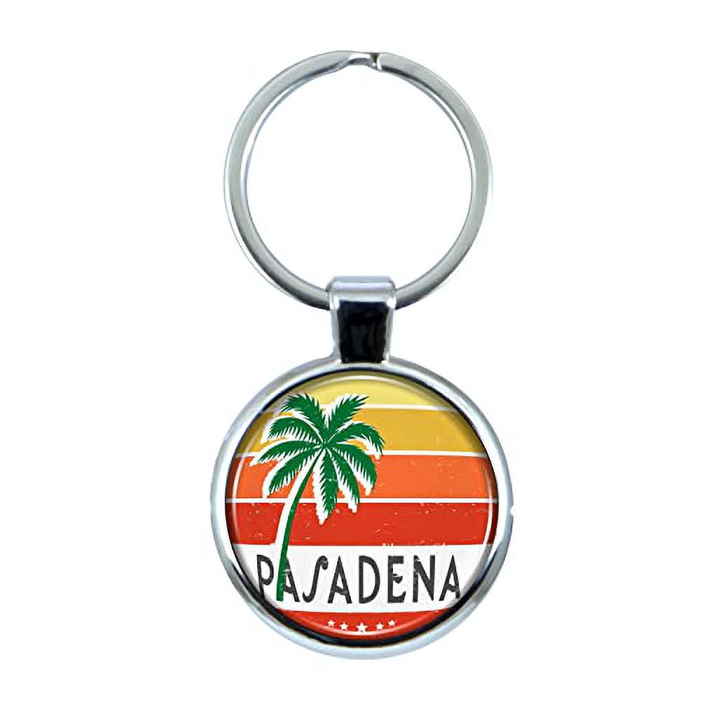 Pasadena California Keychain with Epoxy Dome and Metal Keyring ...