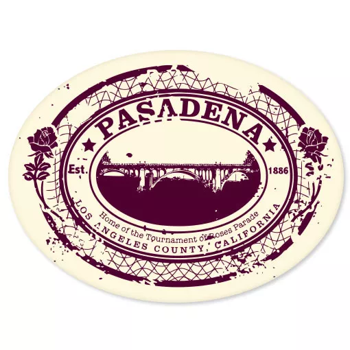 Pasadena Travel Stamp Sticker Phone Decal Water Bottle Stickers Car ...