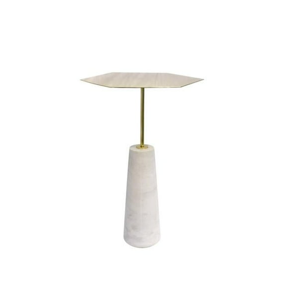 Pasargad Home Amara Side Table, Marble Base with Shiny Gold Stainless ...