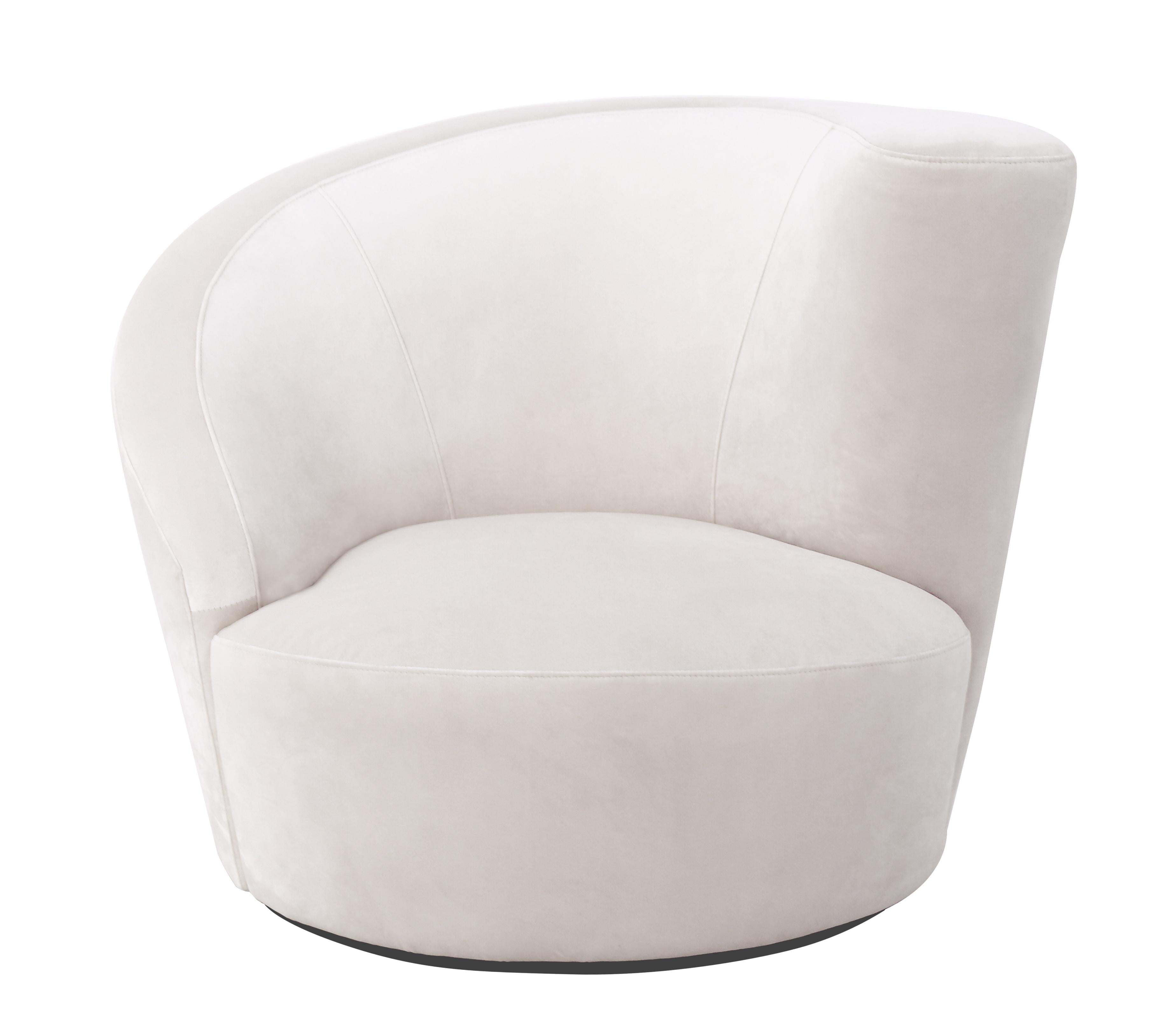 Pasargad Home Cortina Velvet Upholstered Swivel Base Crescent Chair ...