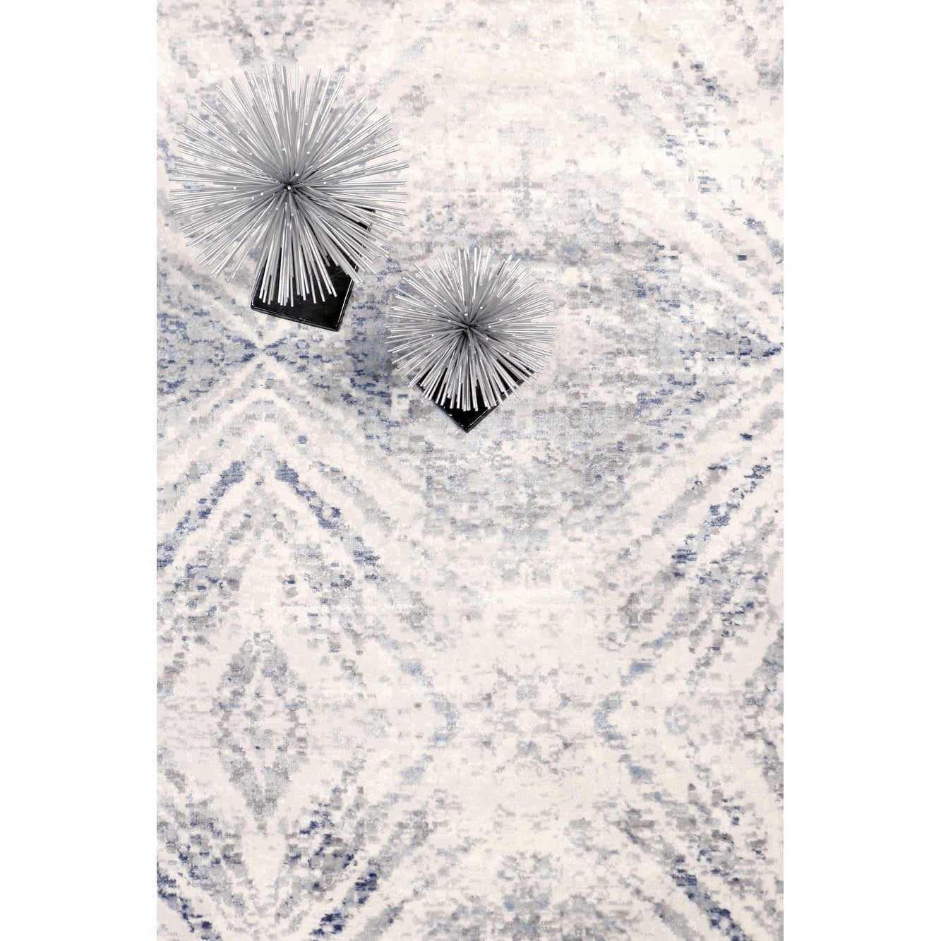 Pasargad Home Efes 2.04' x 8' Power-Loomed Light Grey/Light Blue Runner ...