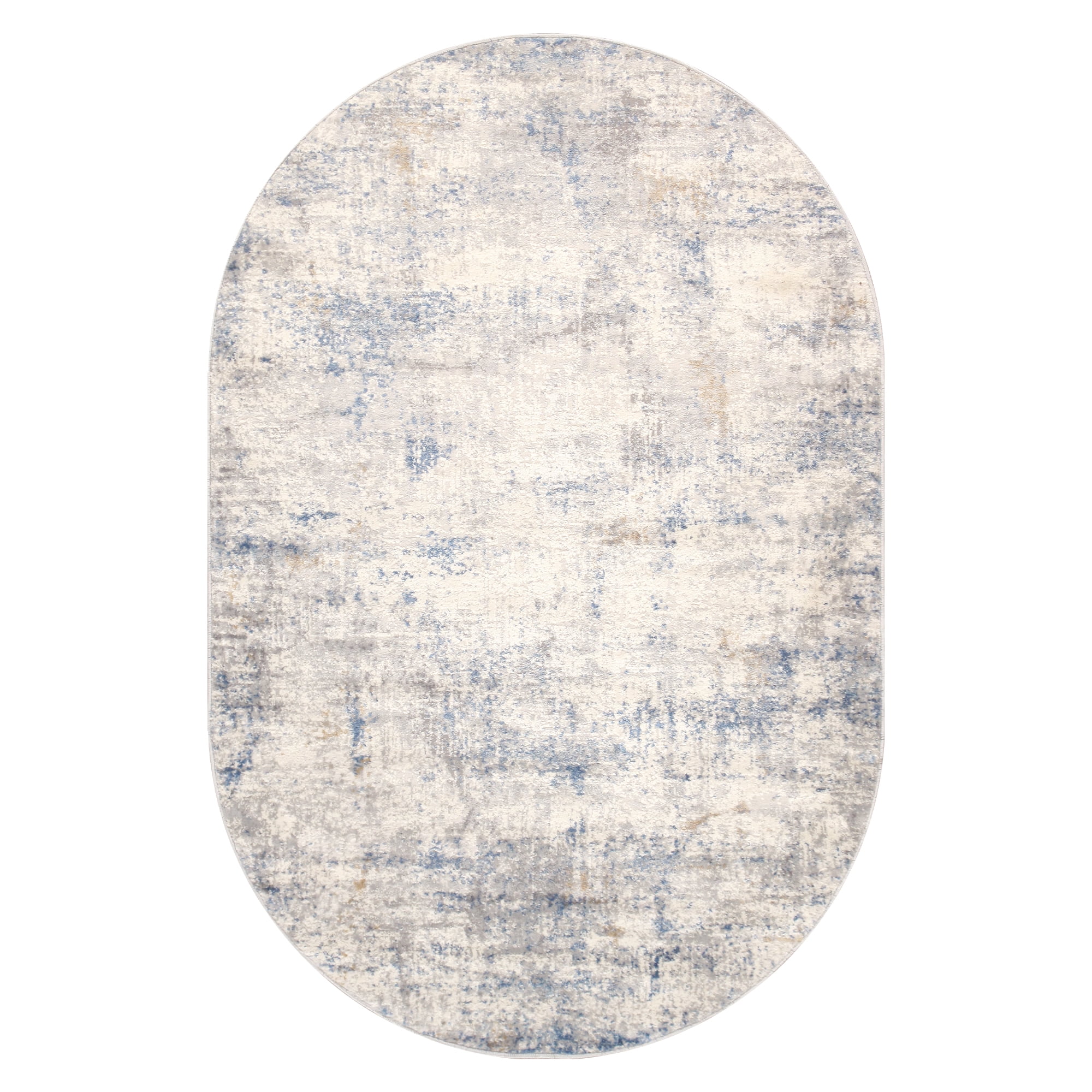 Pasargad Home Efes 4' x 6'OVAL Power-Loomed Light Grey/Light Blue Rug ...