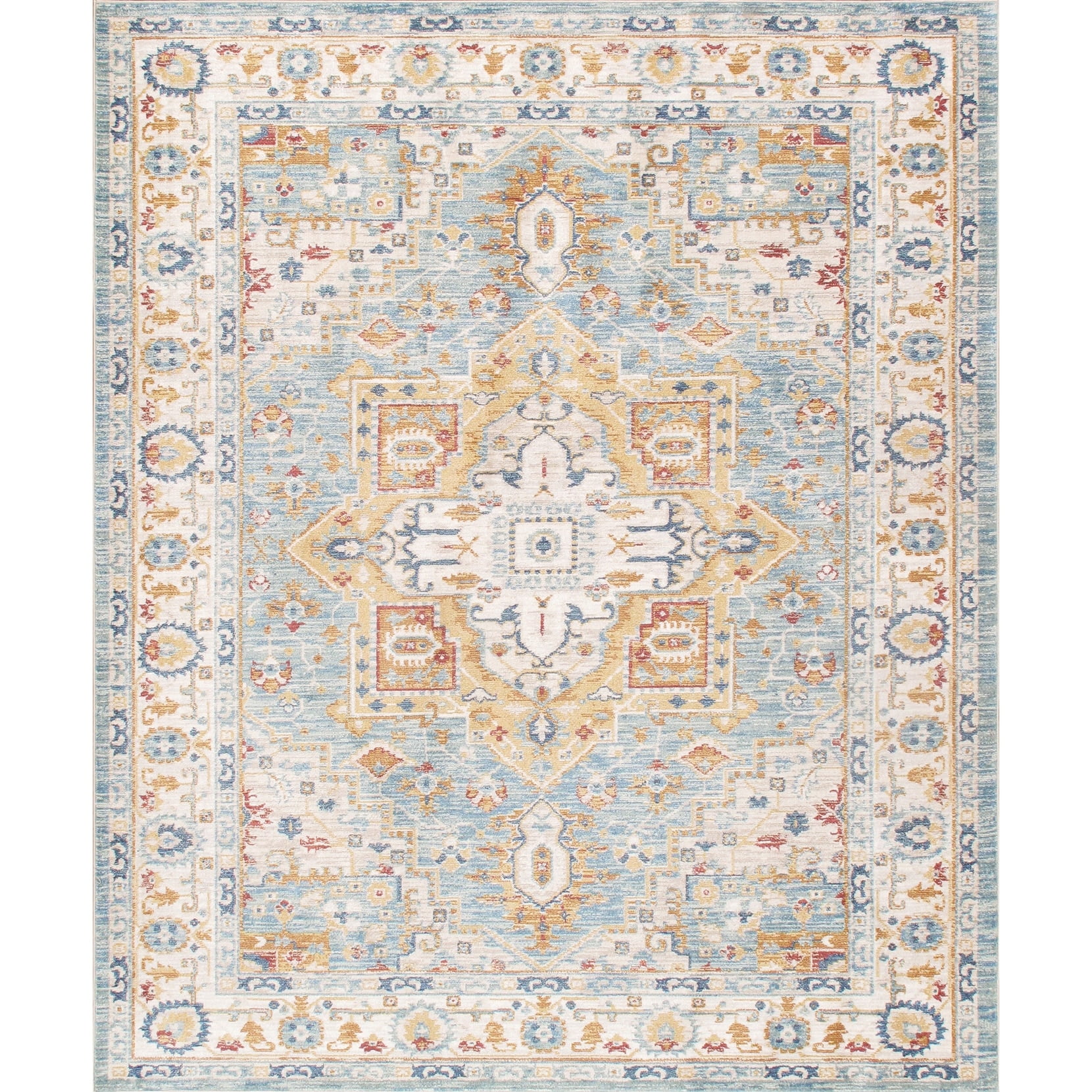 Pasargad Home Heritage 10' x 14' Power-Loomed Light Blue/Ivory Rug, For ...
