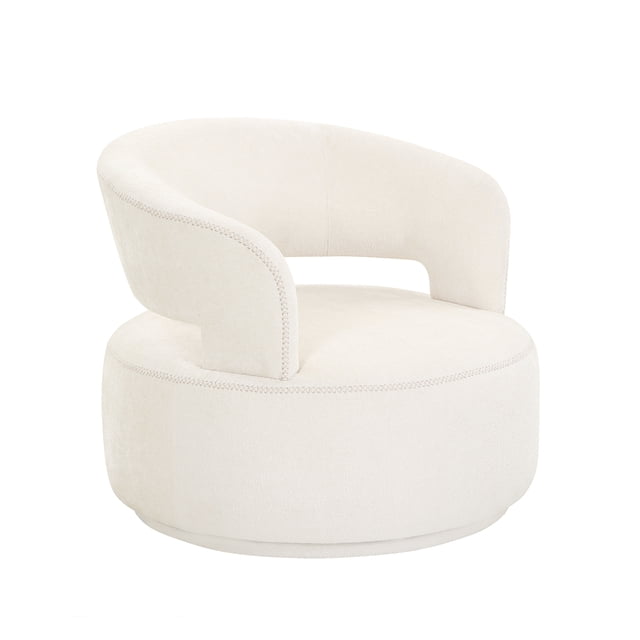 Pasargad Home Noho Barrel Chair, Swivel Metal Upholstered Base Round ...