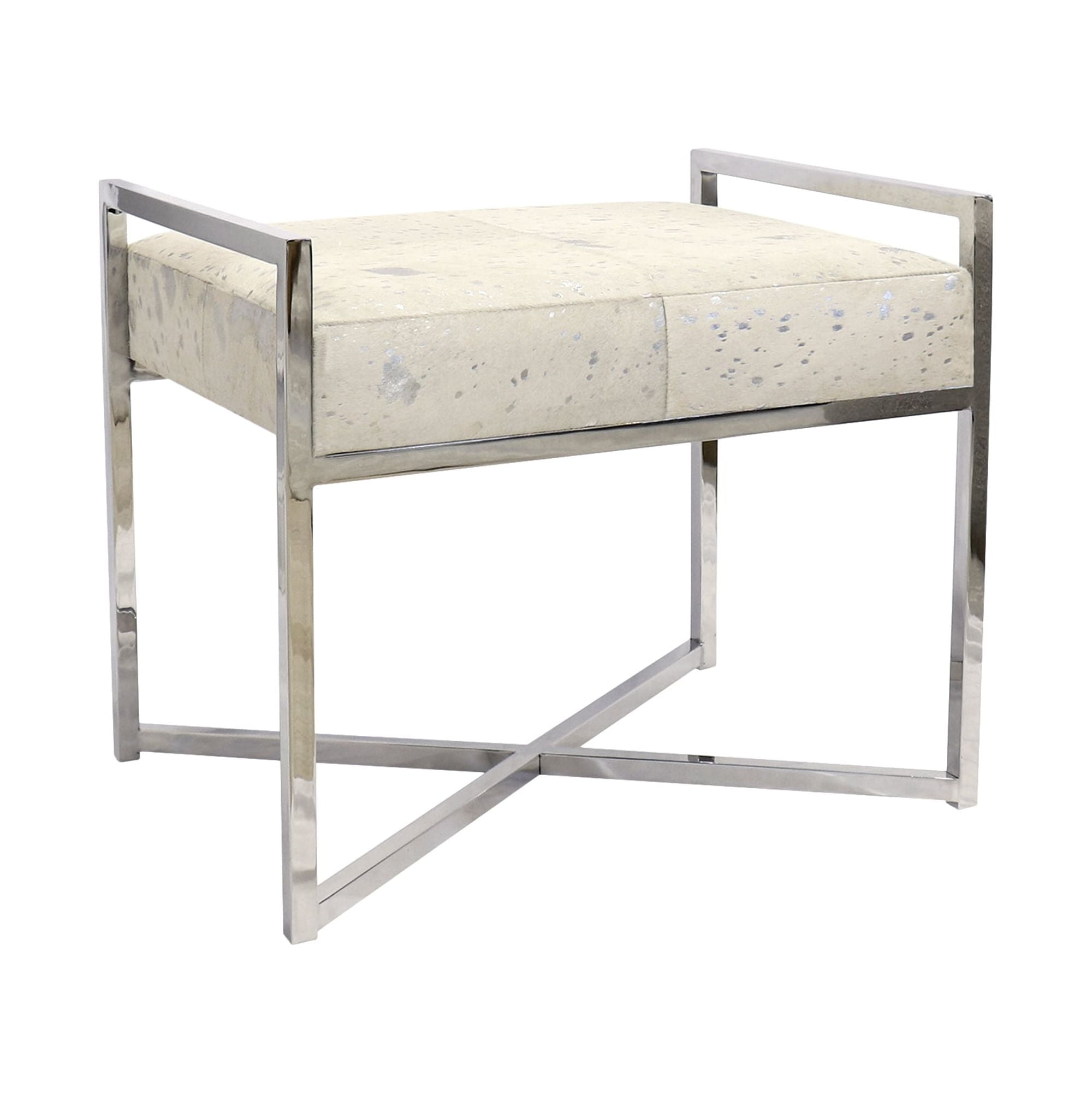 Pasargad Home PGN-1306 23 in. Safari Cowhide Bench with Stainless Steel ...