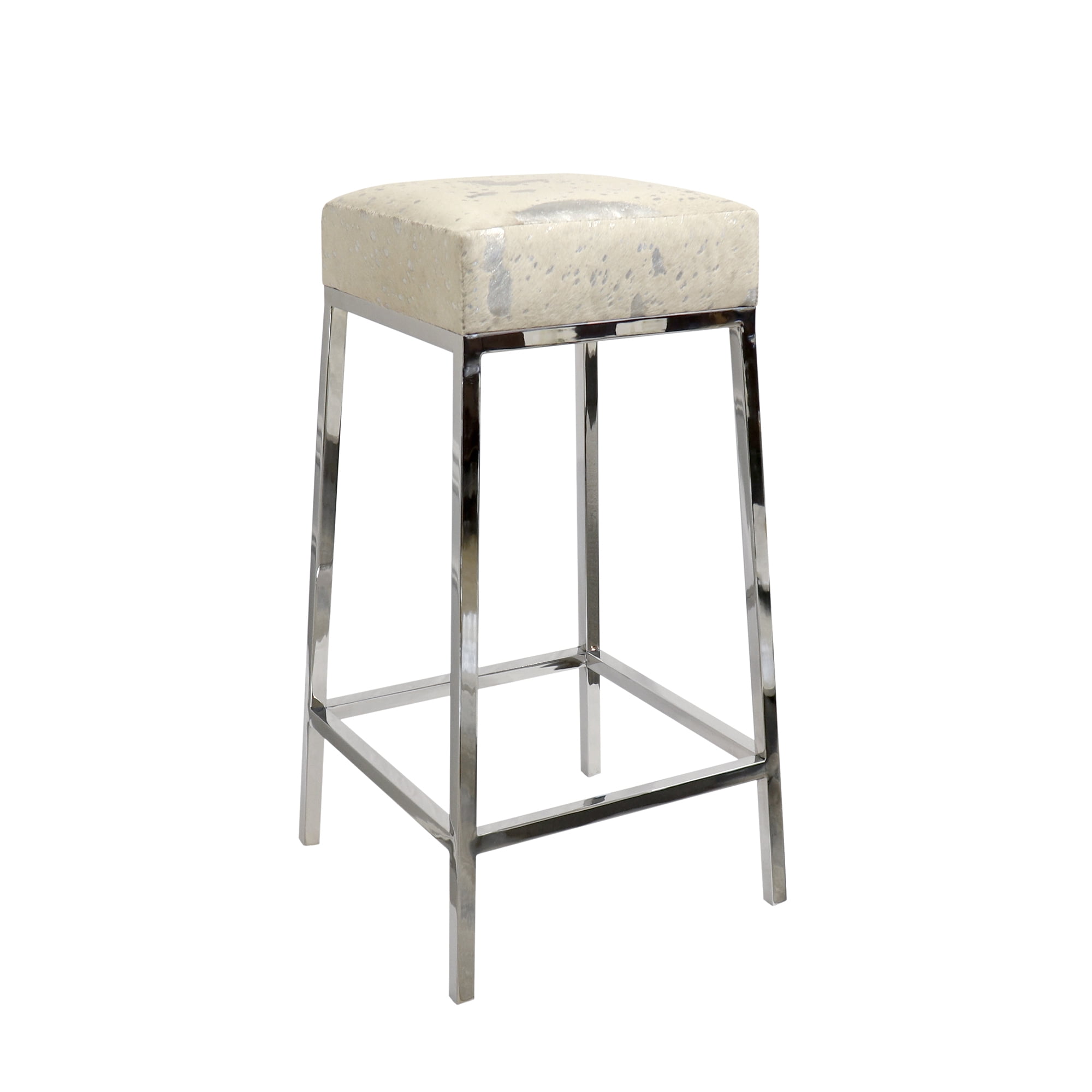 Pasargad Home PGN-1500 30 in. Safari Cowhide Bar Stool with Stainless ...