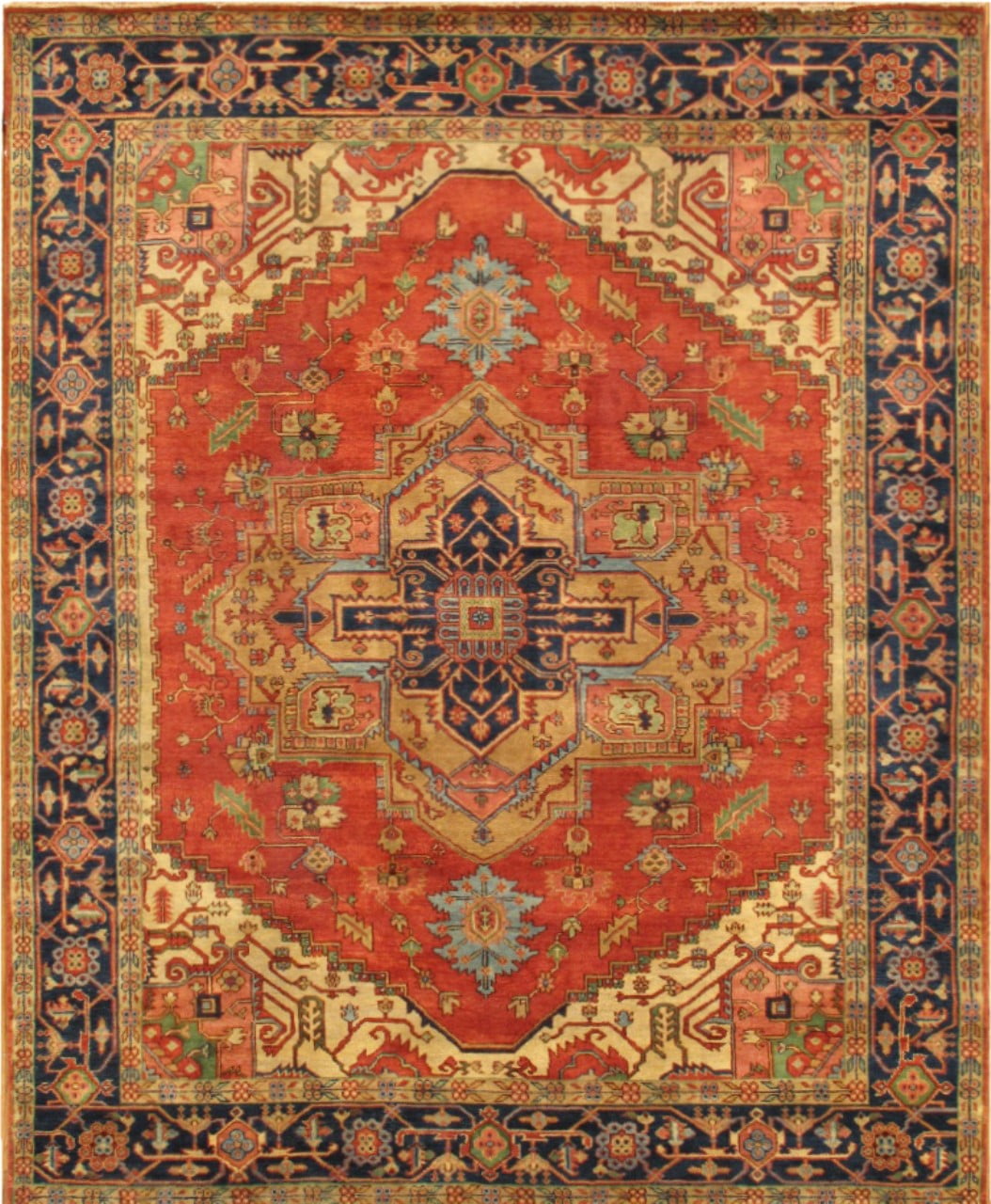 Pasargad Home Serapi 12' x 15' Hand-Knotted Wool Rust/Navy Rug - All ...
