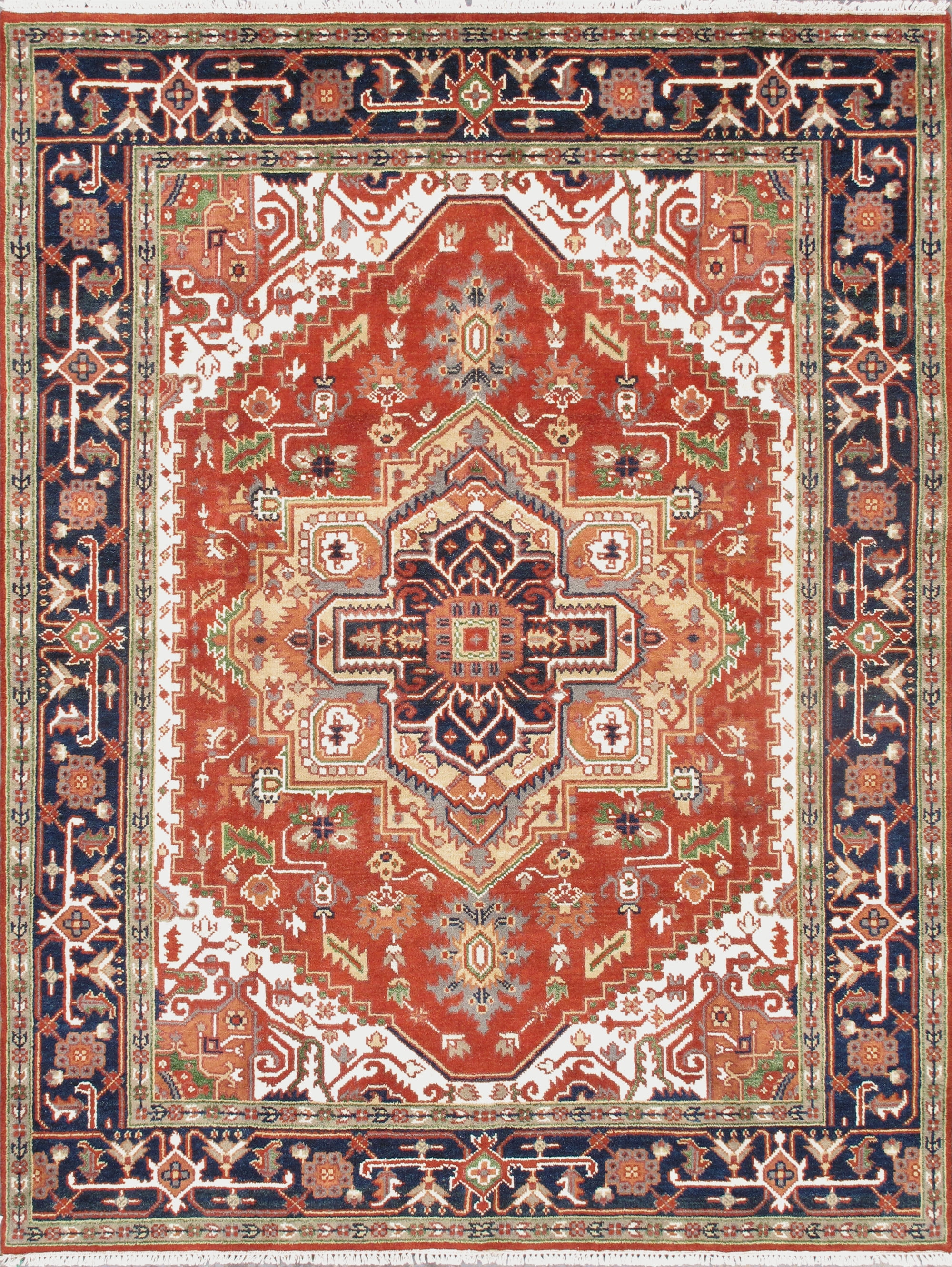 Pasargad Home Serapi 8' X 10' Hand-Knotted Wool Rust/Navy Rug - All ...