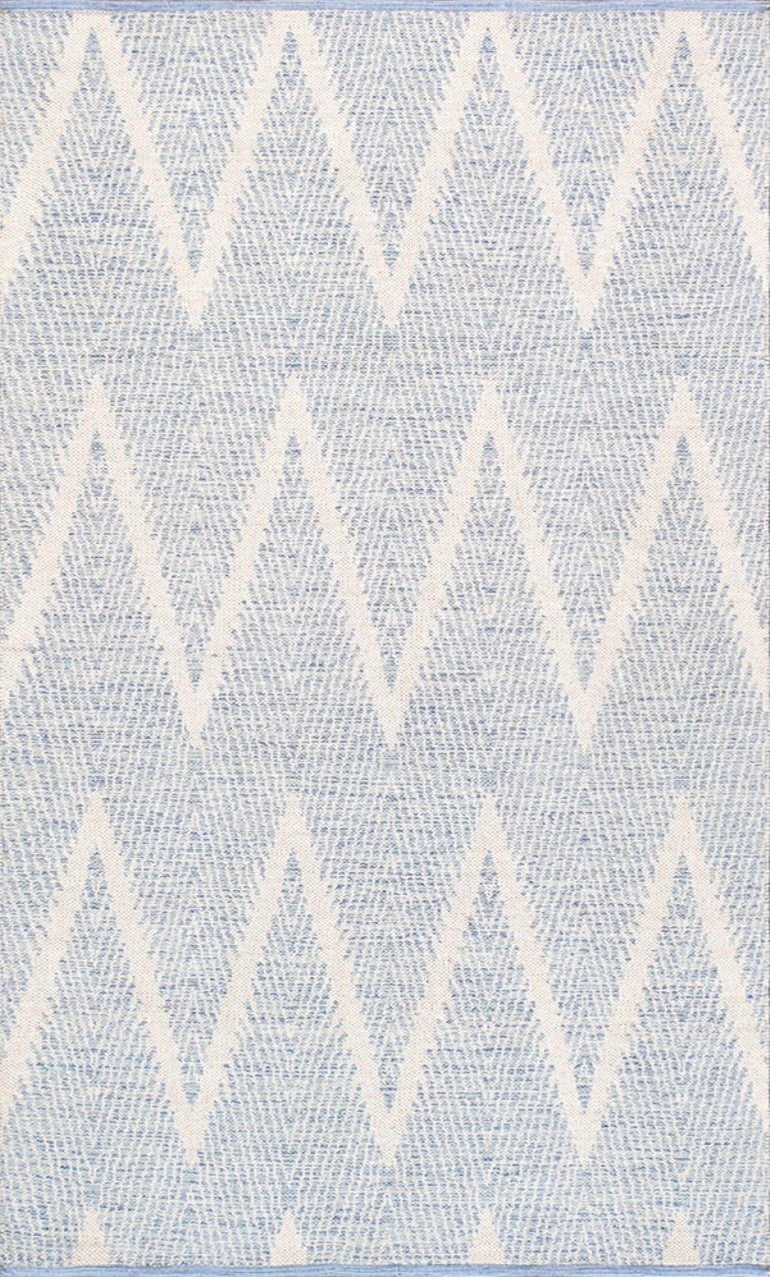 Pasargad Home Simplicity 4' x 6' Hand-Woven Cotton Aqua/Ivory Rug - All ...