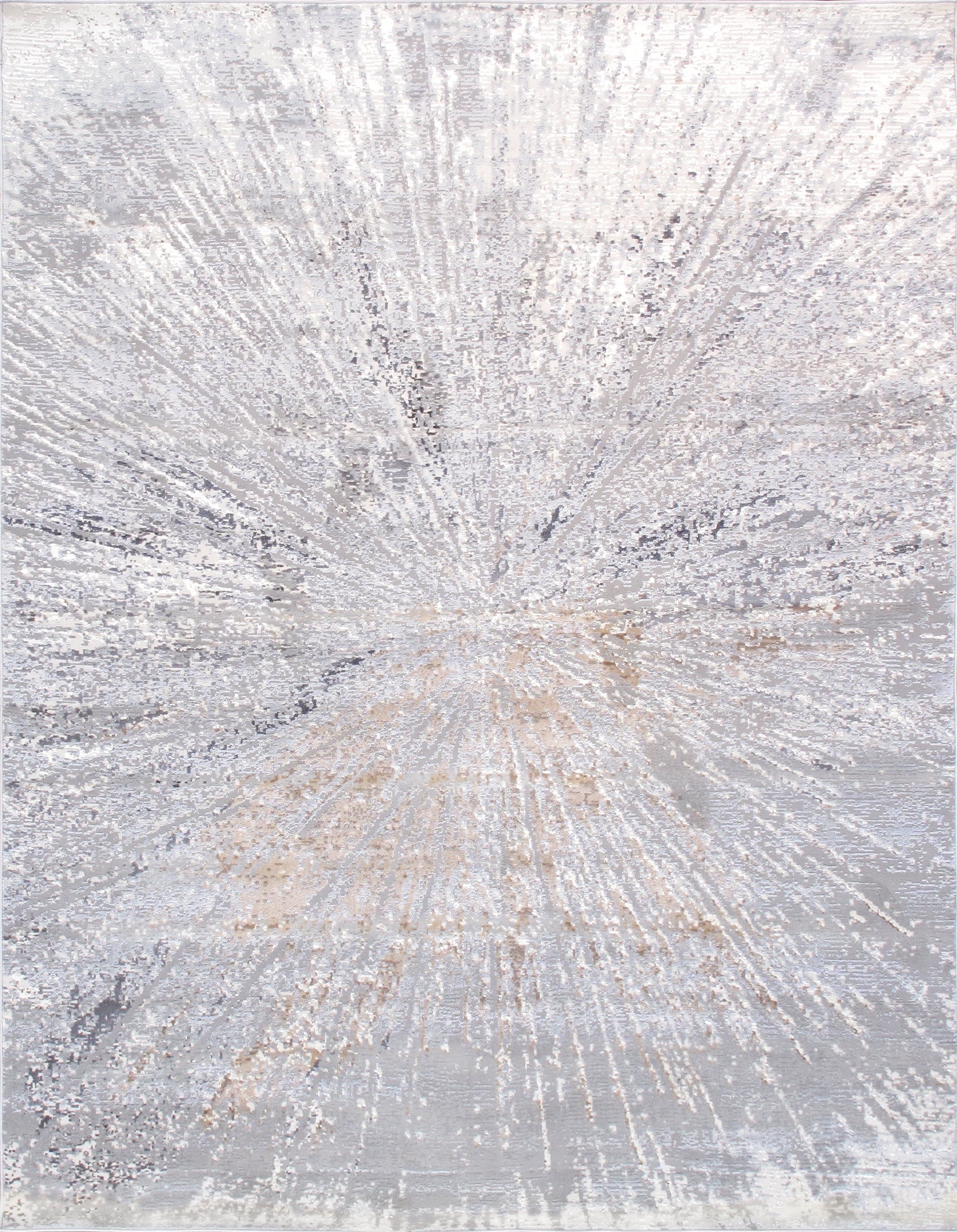 Pasargad Home Starburst Collection Power-Loomed White/Grey Area Rug- 8 ...