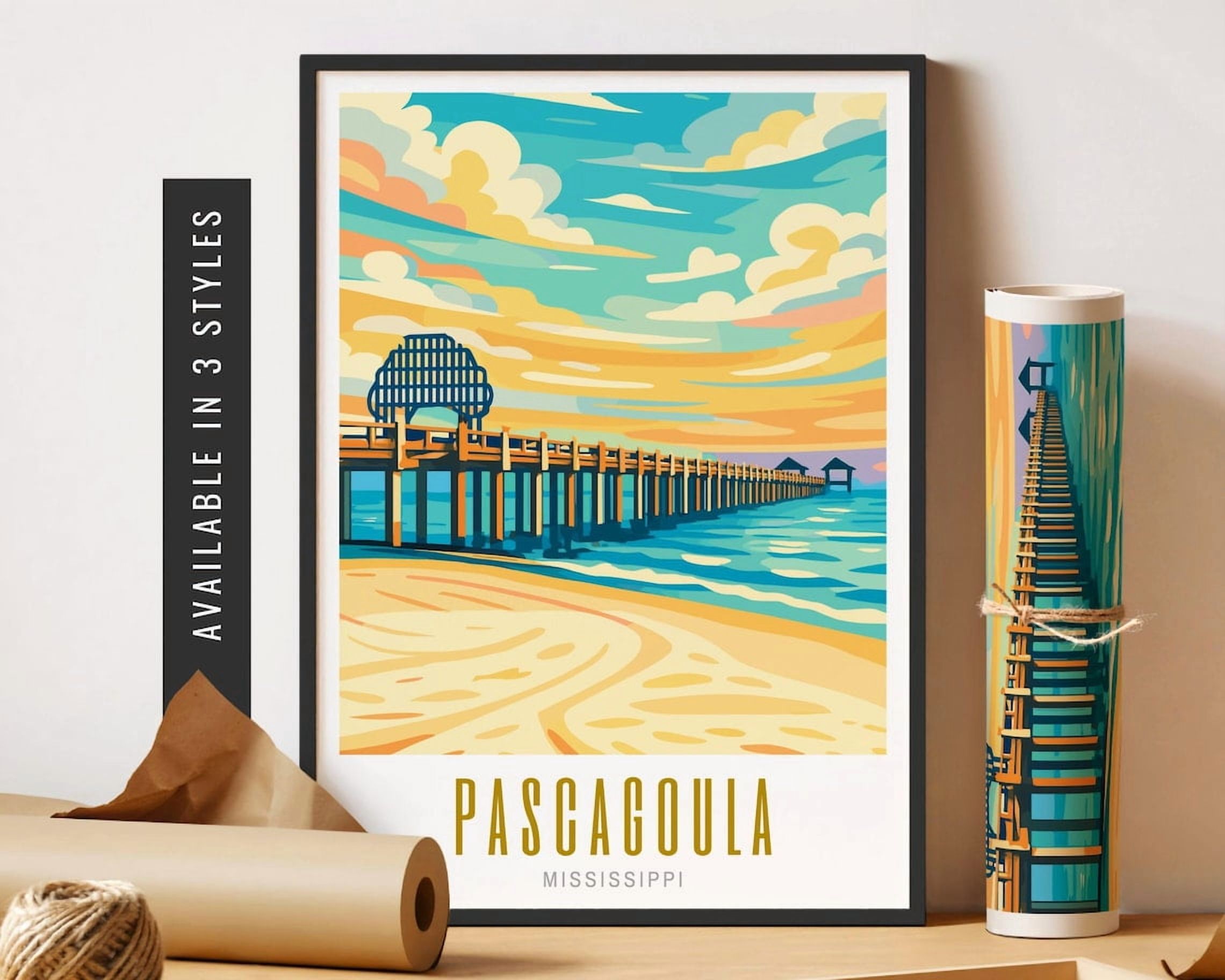 Pascagoula Travel Poster Retro City Destination Wall Art Pascagoula ...