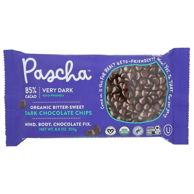 Pascha Organic Dark Chocolate Chips 85% Cacao Bittersweet Chocolate 8.8 ...