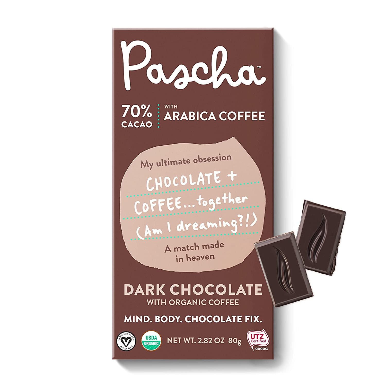Pascha Organic Dark Chocolate with Arabica Coffee 70% Cacao - 2.8 oz ...