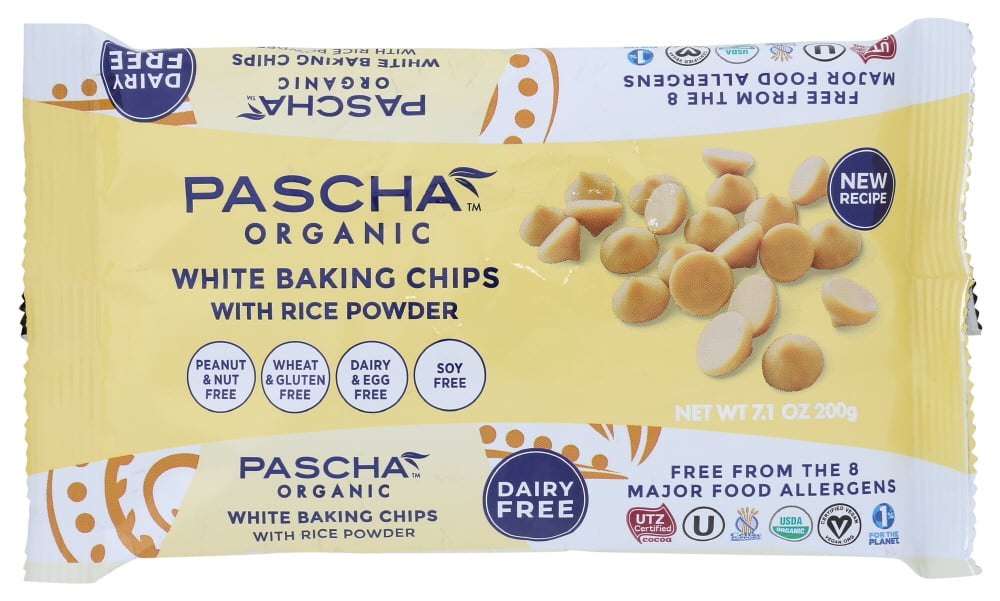 Pascha Organic Vegan White Chocolate Baking Chips, Allergy-Free, Rice ...