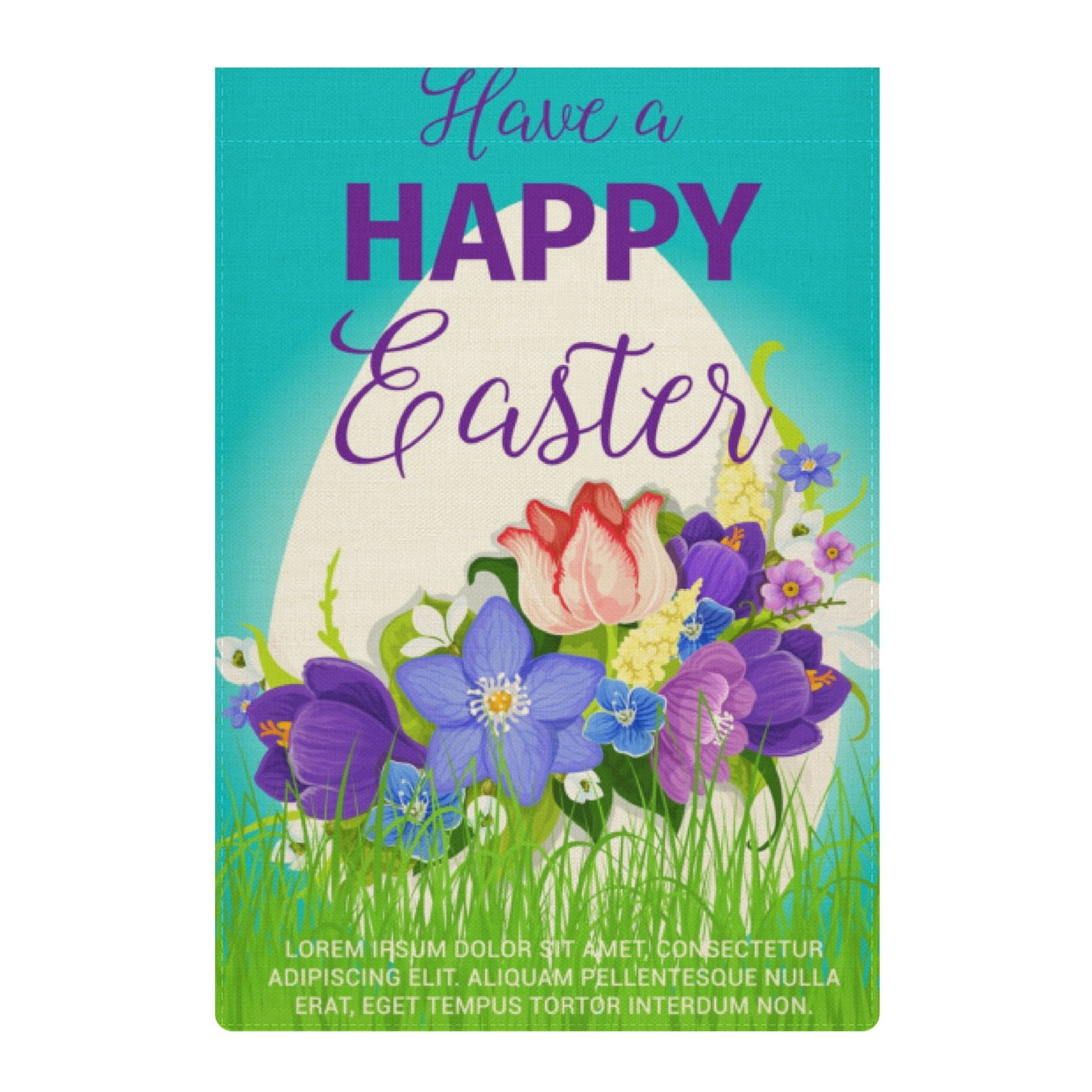 Paschal Egg And Spring Flowers Bow Bunch On Grass Meadow Garden Flags ...