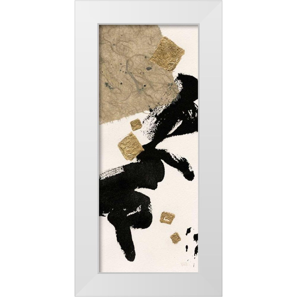 Paschke, Chris 15x32 White Modern Wood Framed Museum Art Print Titled - Gilded Collage II on ...