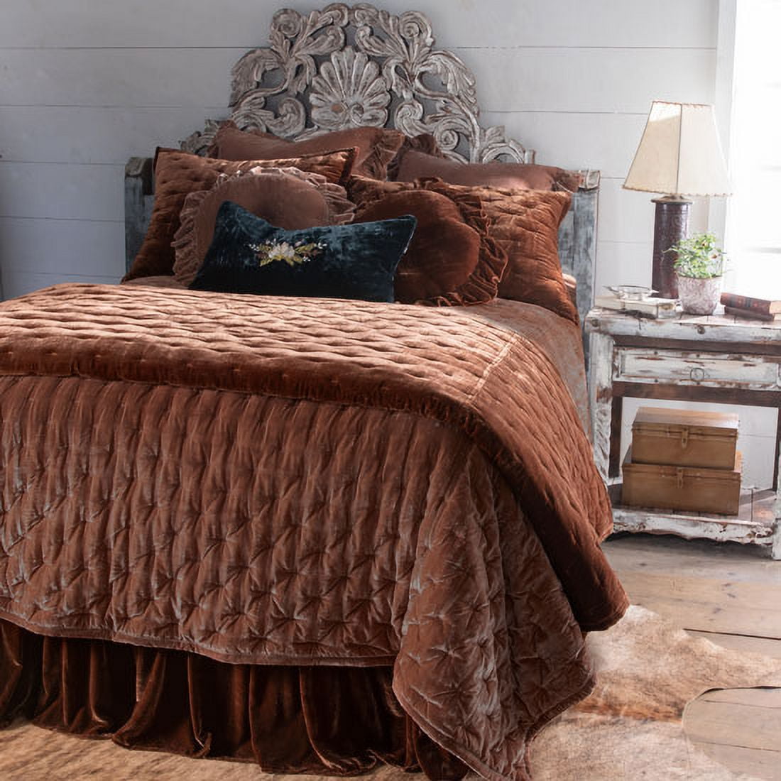 Paseo Road by Hiend Stella Faux Silk Velvet Quilt Dusty Rose Quilt ...