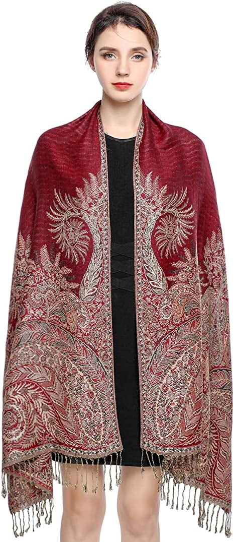 Pashmina Scarf Women Luxury Reversible Shawl Paisley Wrap Blanket, Long ...