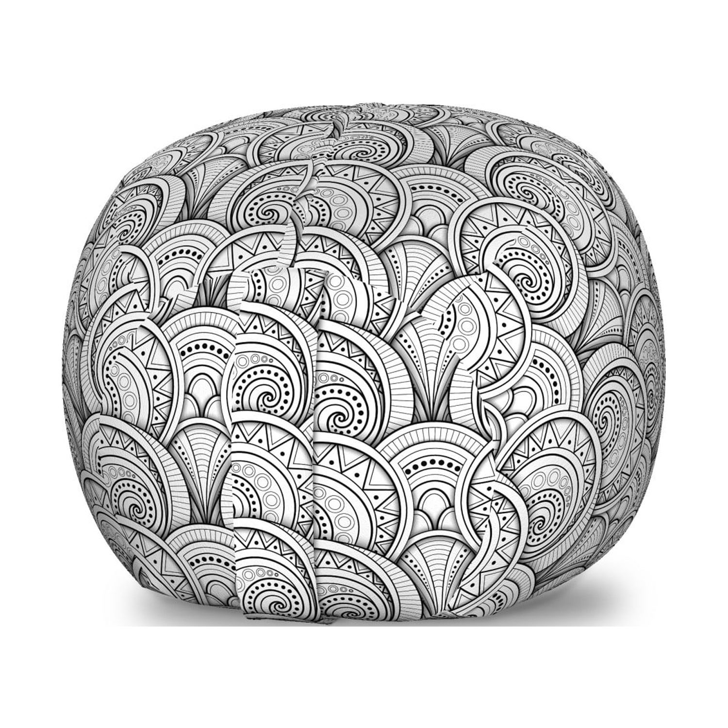 Pasiley Storage Toy Bag Chair, Oriental Floral Motifs in Achromatic ...