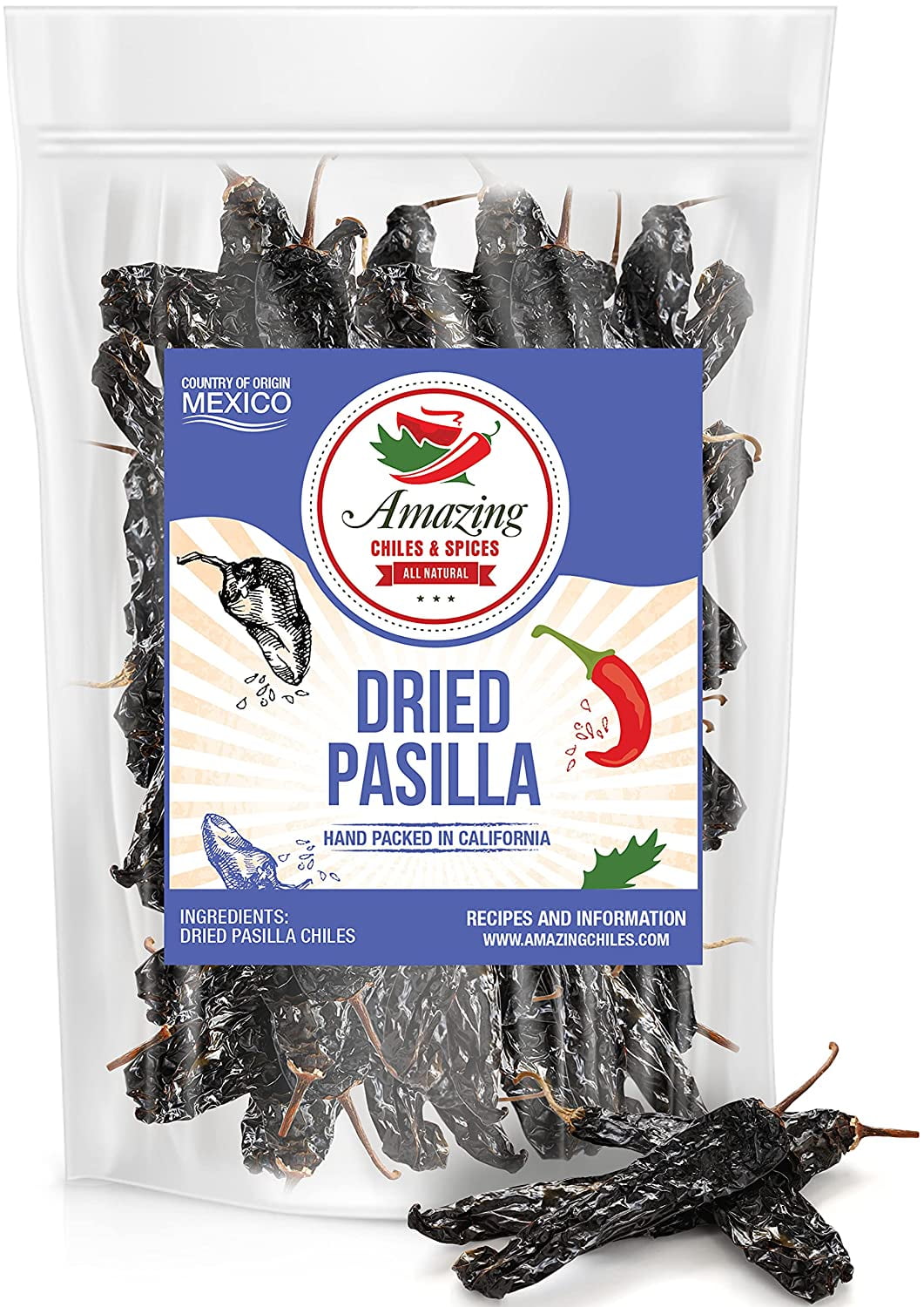 Pasilla Chiles Dried 4 oz - Staple in Mexican Cooking - Moles, Sauces ...