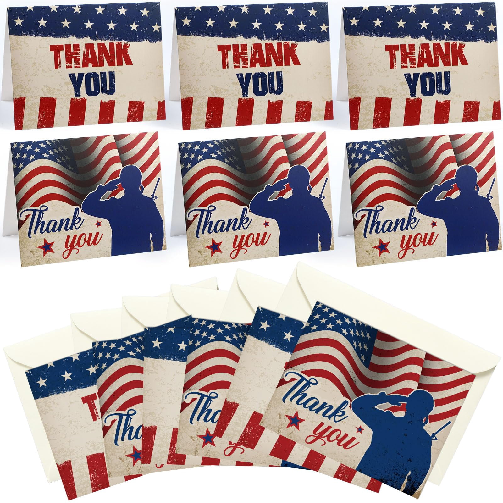 Pasimy 120 Sets Patriotic Thank You Cards with White Envelopes 2024 ...