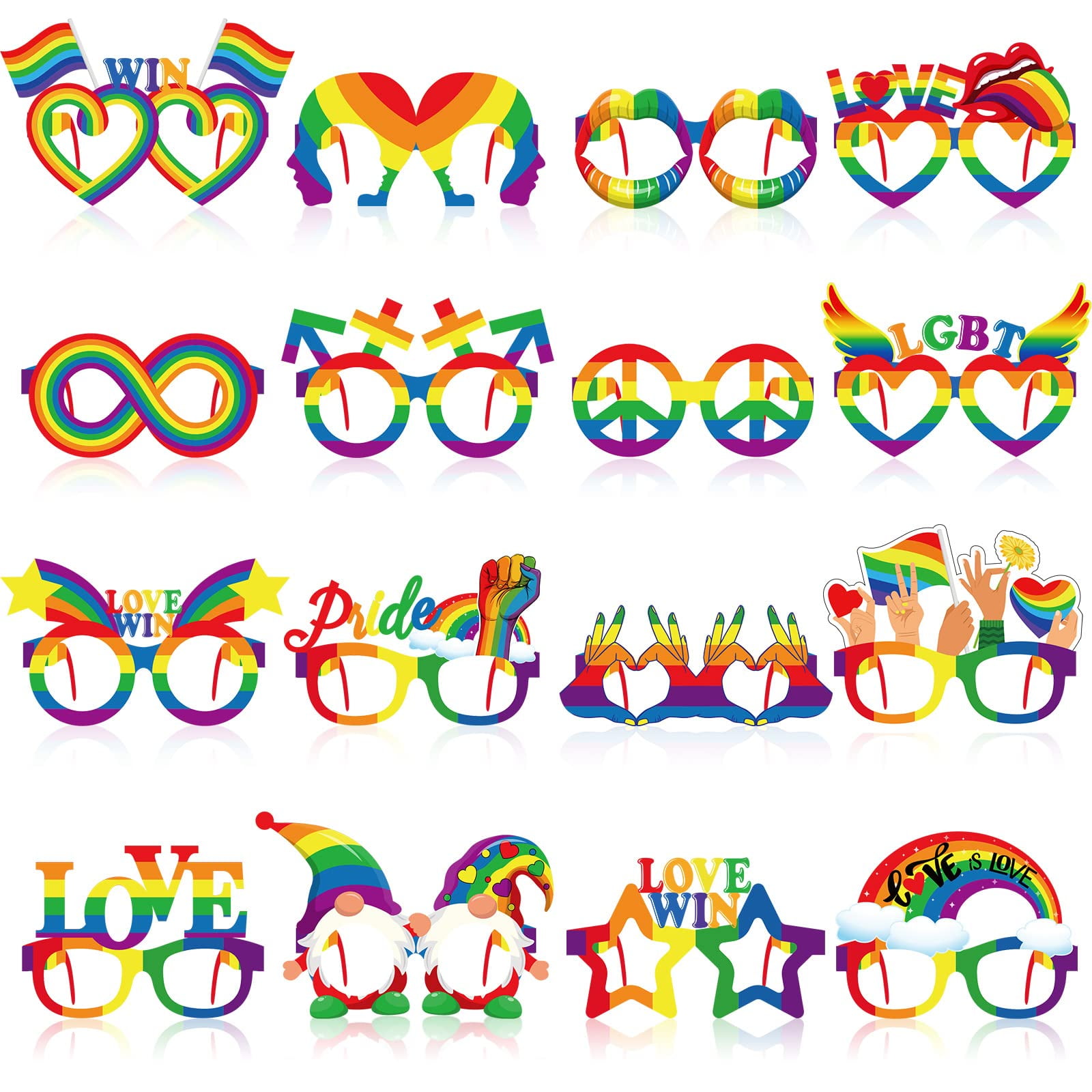 Pasimy 32 Pcs Rainbow Pride Glasses Decoration Gay Pride Party ...
