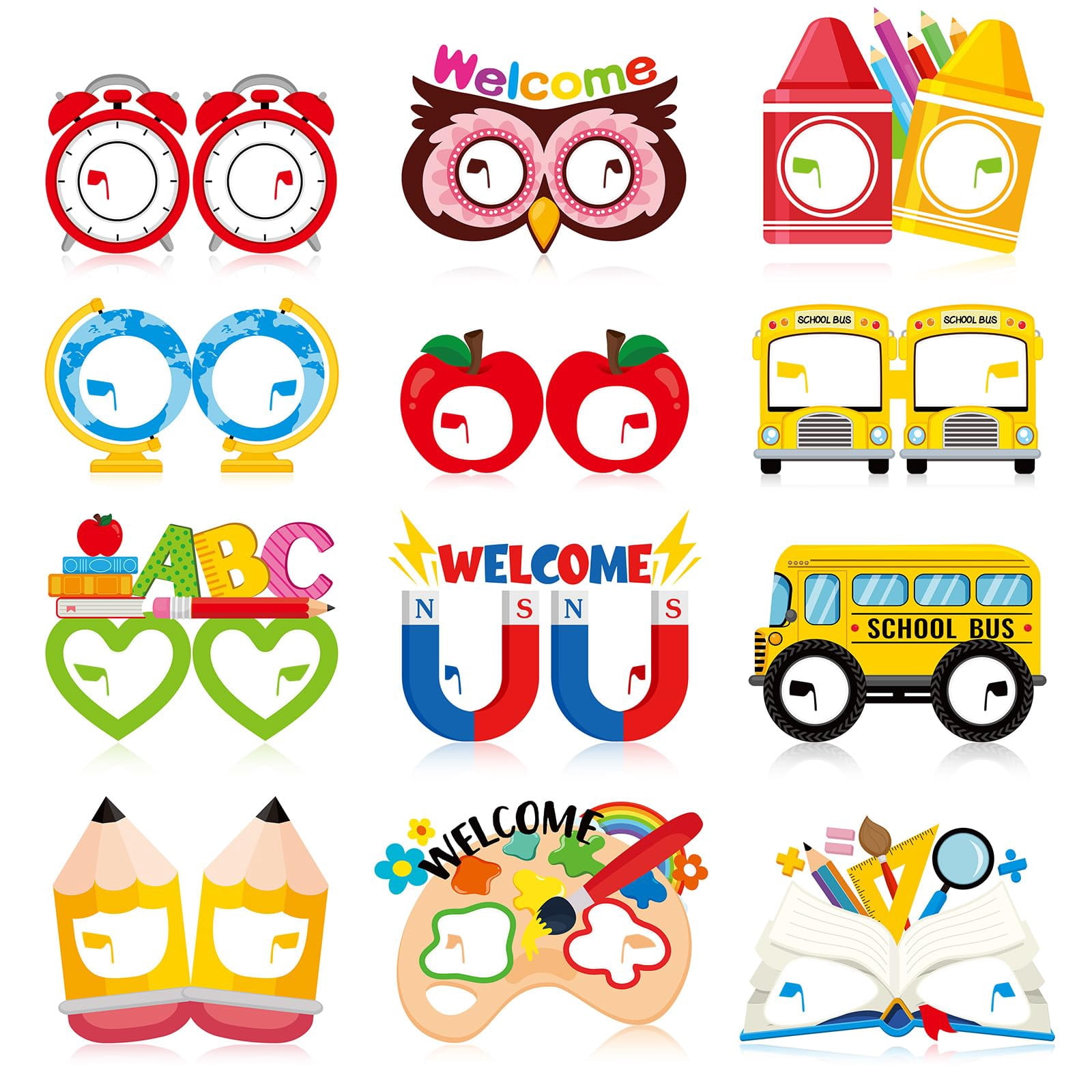 Pasimy 36 Pair Back SSF20 to School Eyeglasses Day of School Paper ...