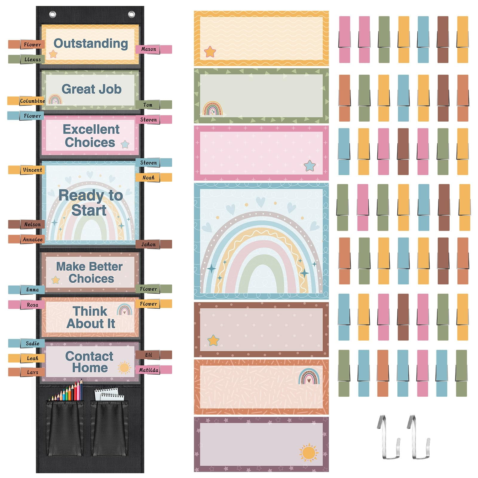 Pasimy 59 Pcs Student Behavior Clip Chart for Classroom Management Kids ...