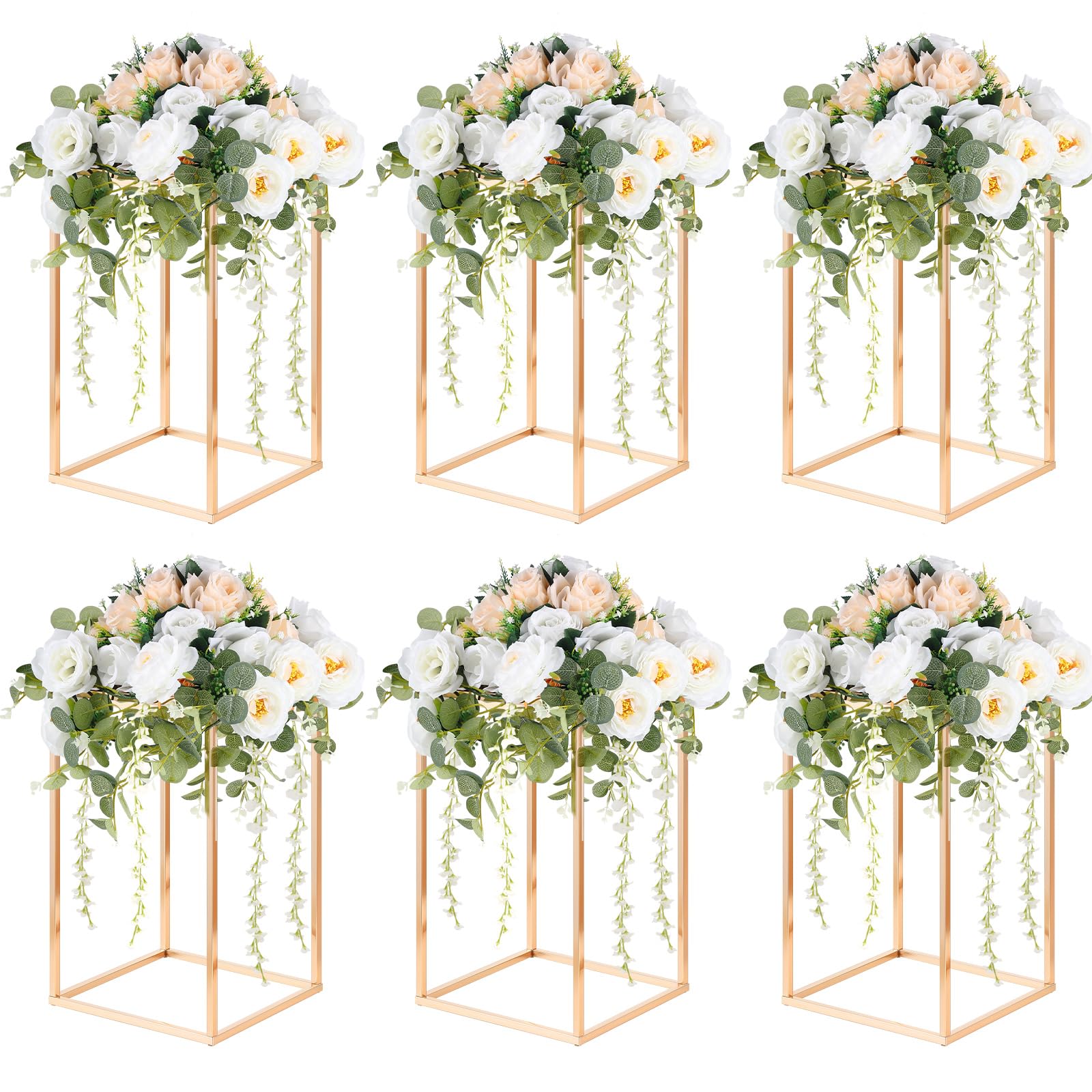 Pasimy 6 Pcs 15.75 Inch Wedding Metal Flower Stand Geometric Tall Vase ...