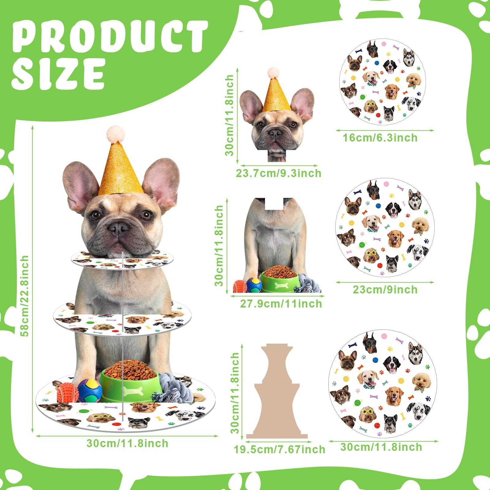 Pasimy Dog AJH3 Stand Party Decorations Dog Theme Holder 3 Tier Puppy ...