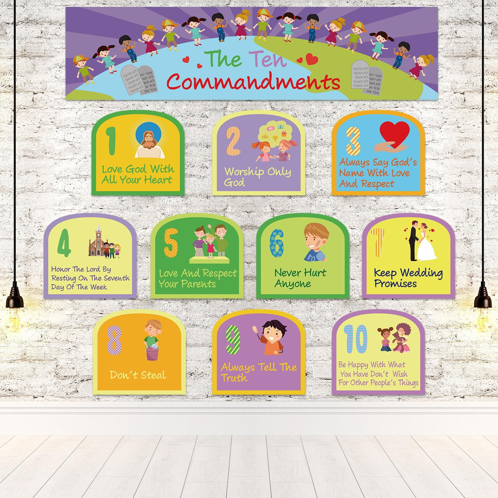 Pasimy Ten Commandments Poster for Classroom Decorations Christian ...