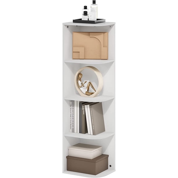 Pasir 4-Tier Corner Open Shelf Bookcase, White - Walmart.com