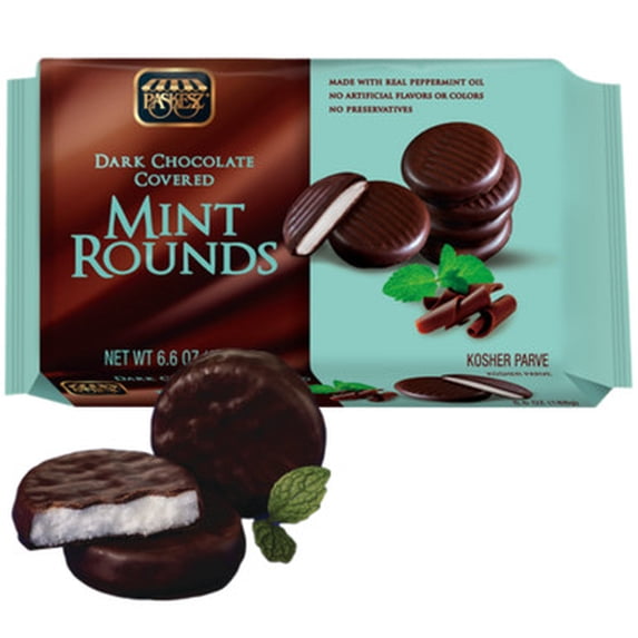 Paskesz Dark Chocolate Covered Mint Rounds, Kosher Parve, 6.6 oz ...