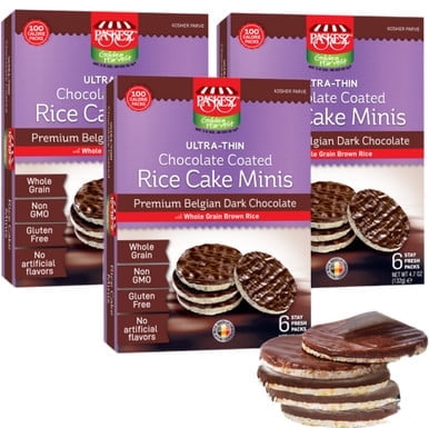 Paskesz Mini Rice Cake Belgian Dark Chocolate Covered, 6 Count (Pack of ...