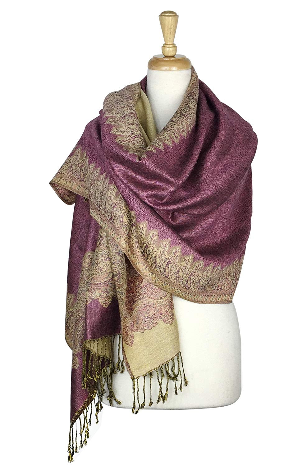 Paskmlna Border Pattern Double Layered Pashmina Woven Shawl - Walmart.com